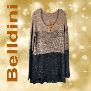 Belldini | Tops | Belldini Metallic Thread Color Block Tunic Knit ...